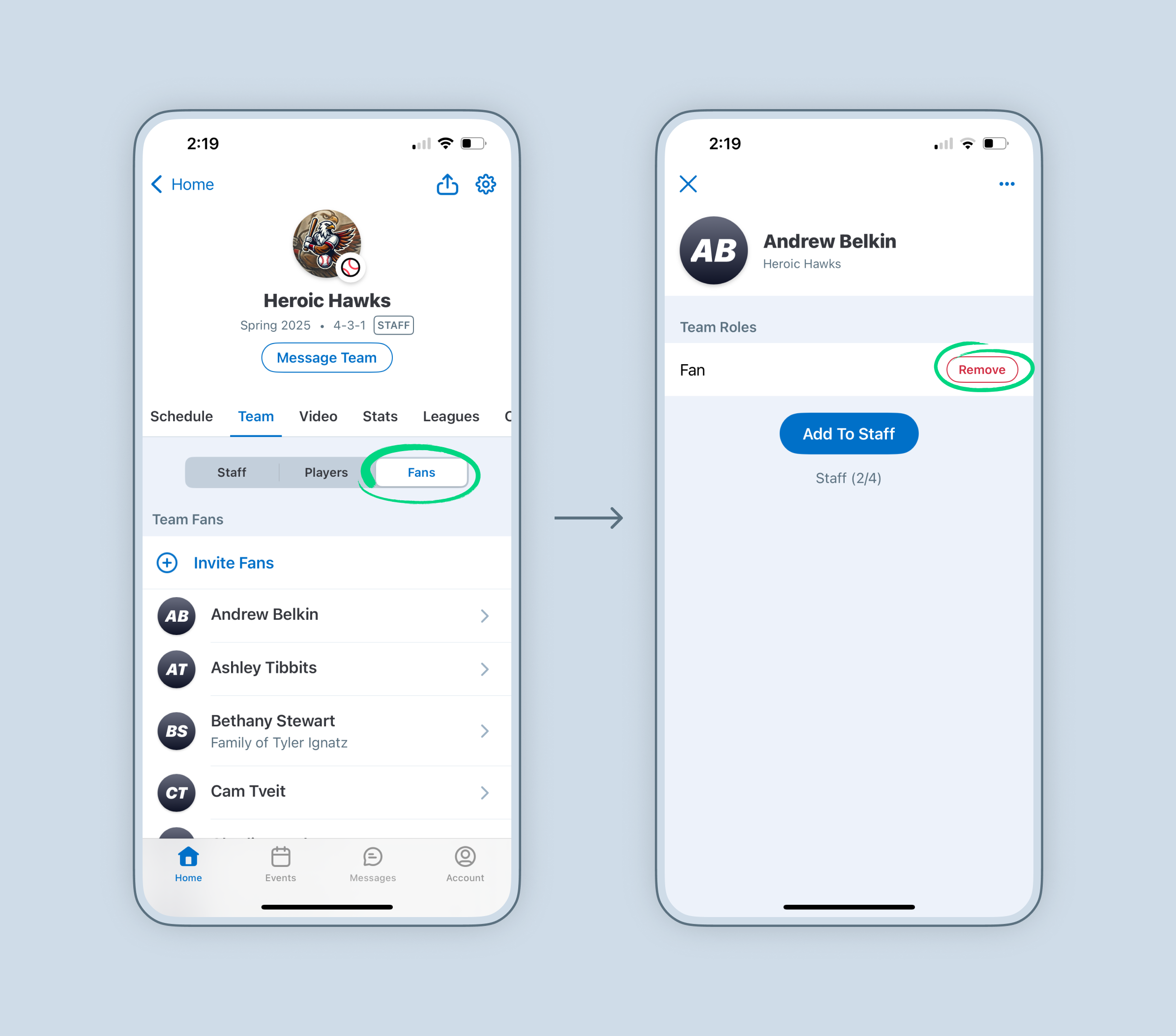 Removing Team Members – GameChanger
