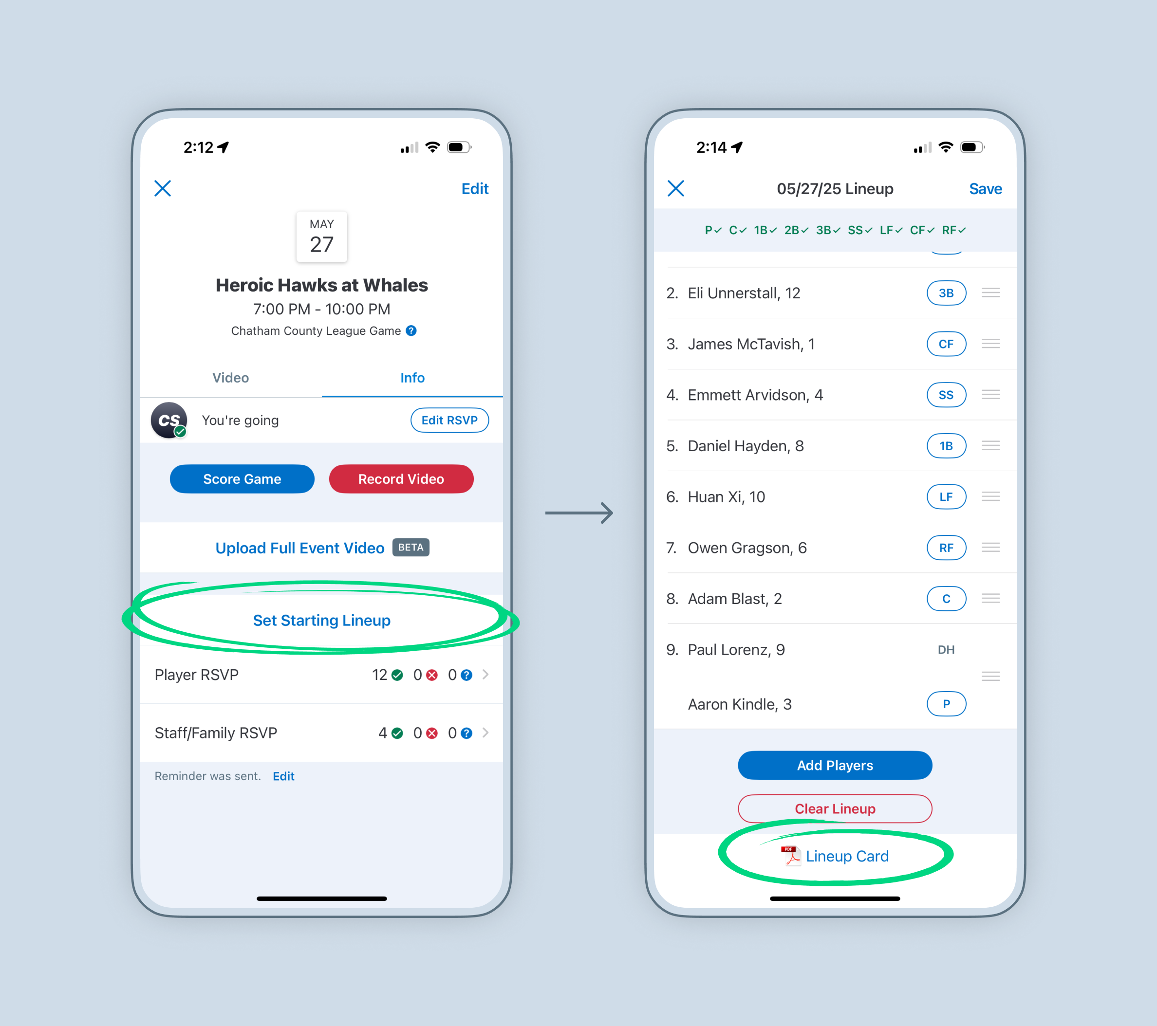 Starting Lineups – GameChanger